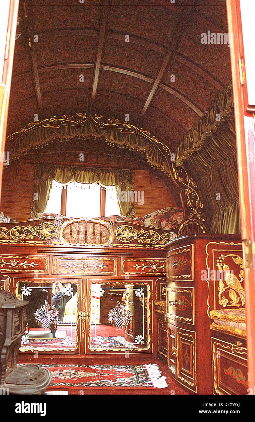 Interior of a Gipsy Caravan Stock Photo - Alamy
