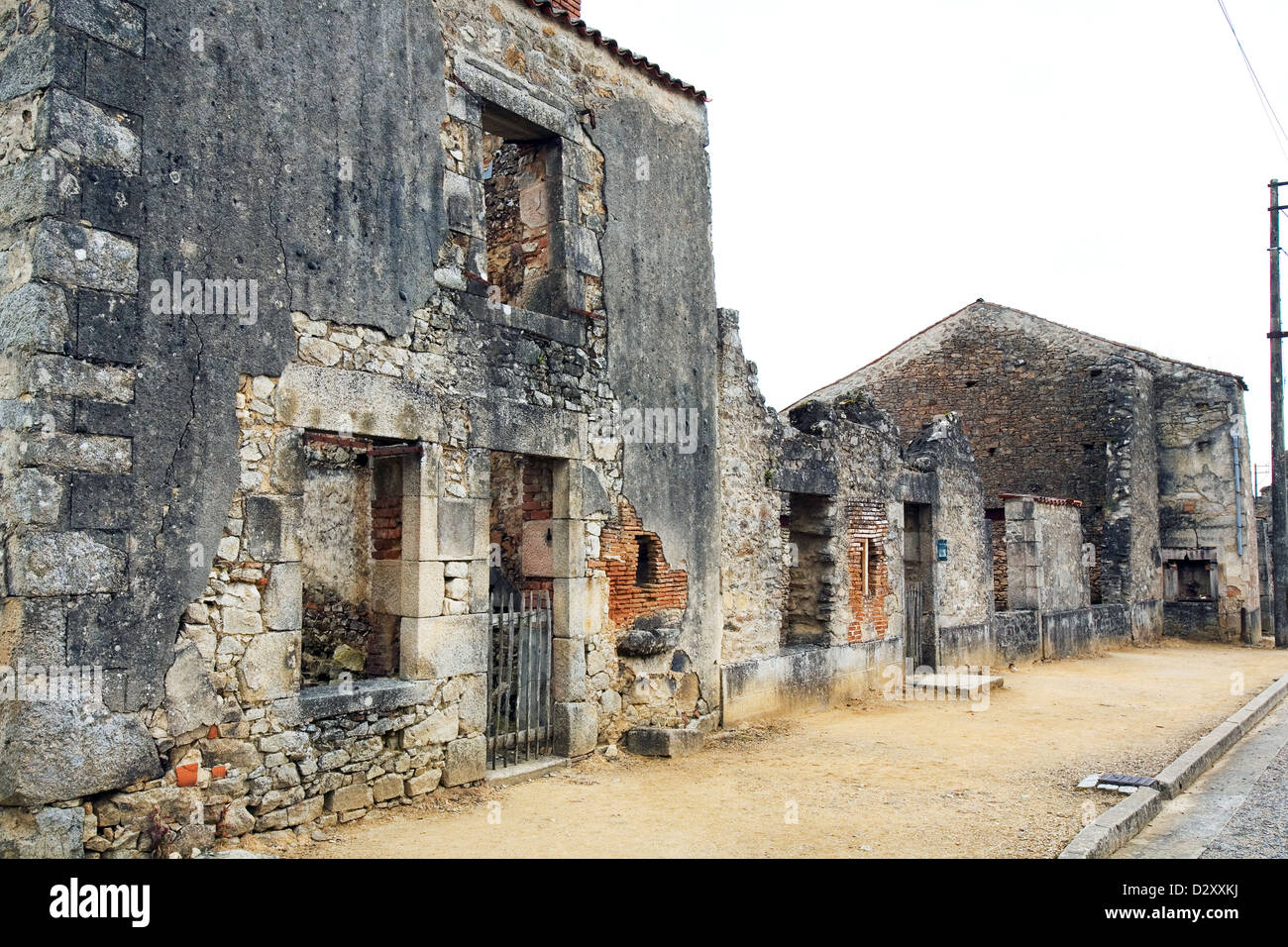 A row of houses ruined in the second world war at the French village ...