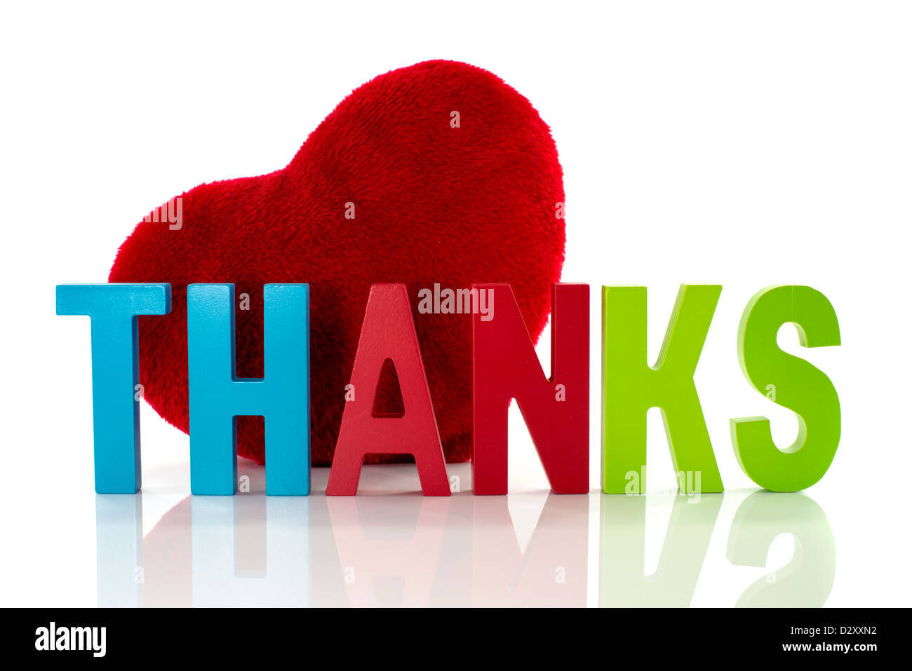 thanks letters with red heart from fabric Stock Photo - Alamy
