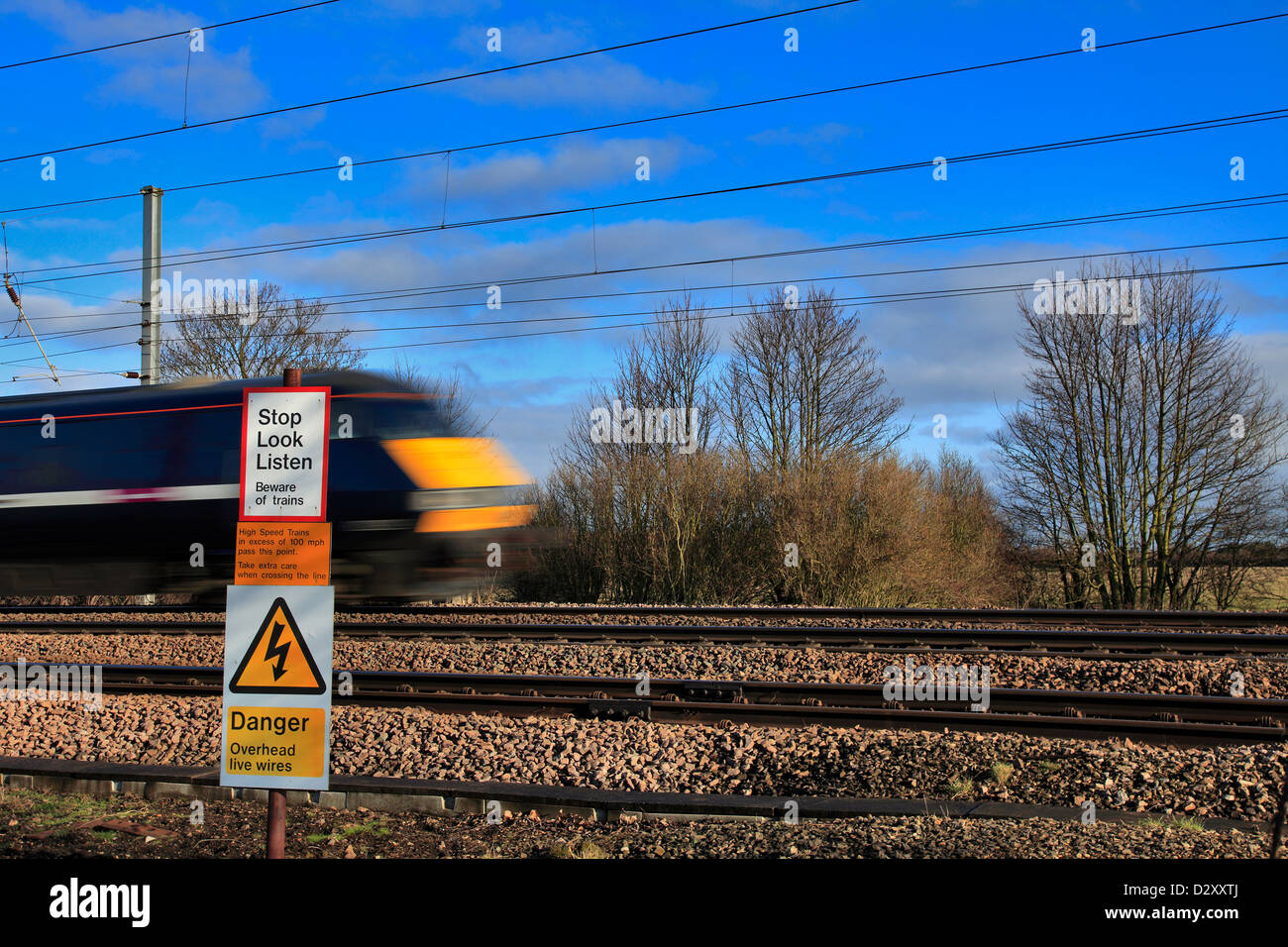 Railway warning sign hi-res stock photography and images - Alamy