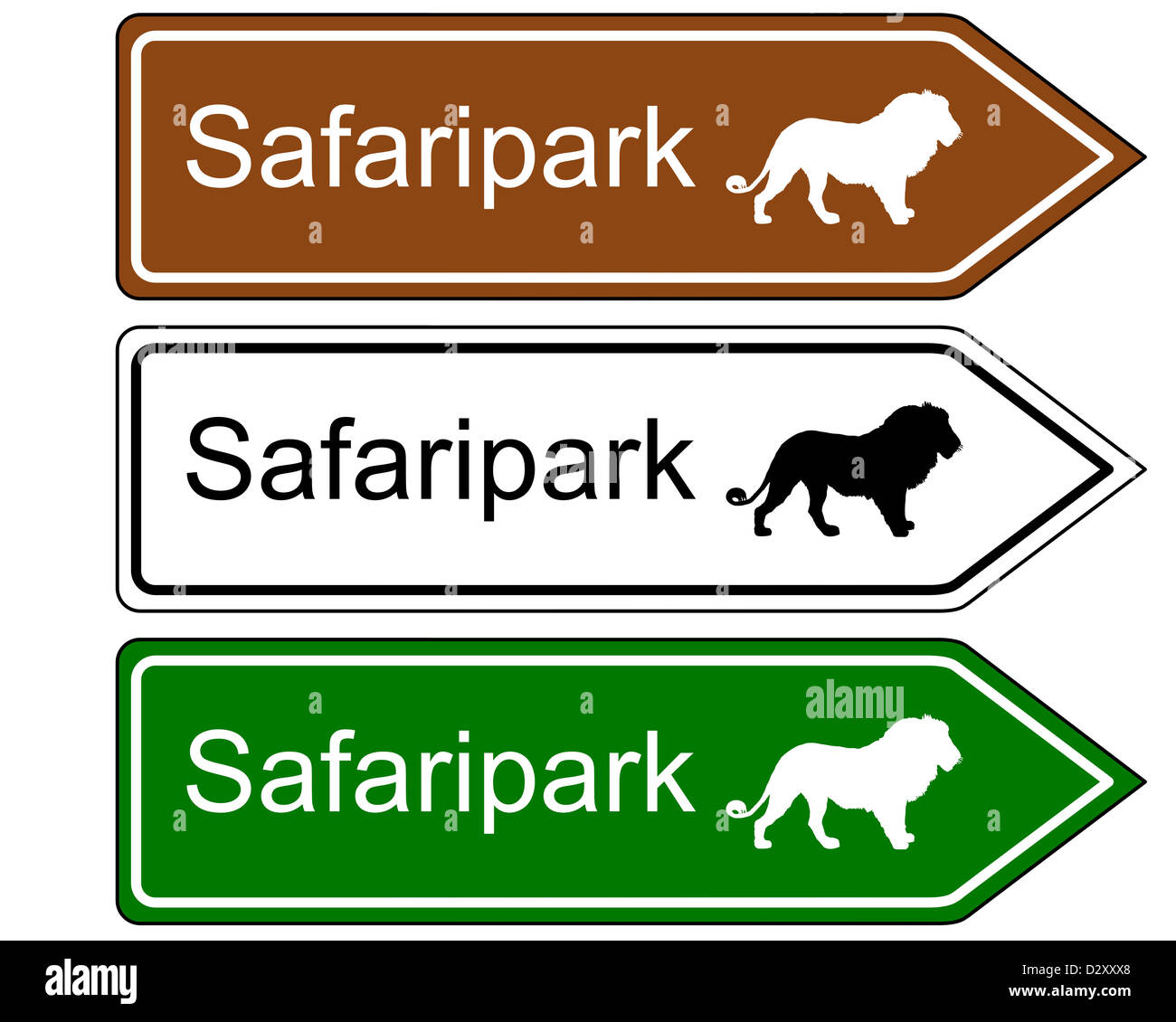 Direction sign safari park Stock Photo - Alamy