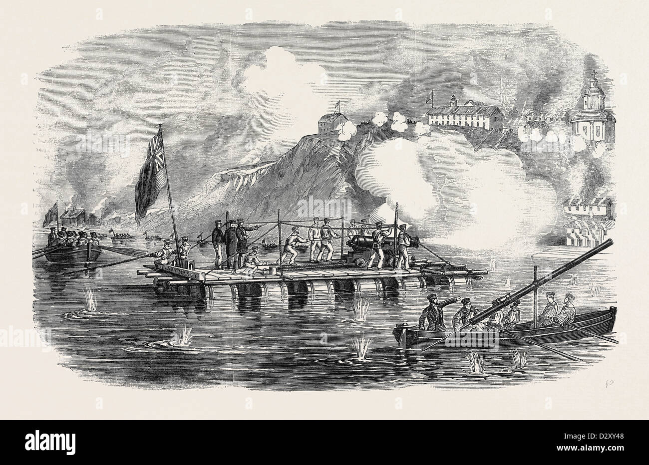 THE "LADY NANCY" RAFT ATTACKING TAGANROG, IN THE SEA OF AZOFF Stock ...