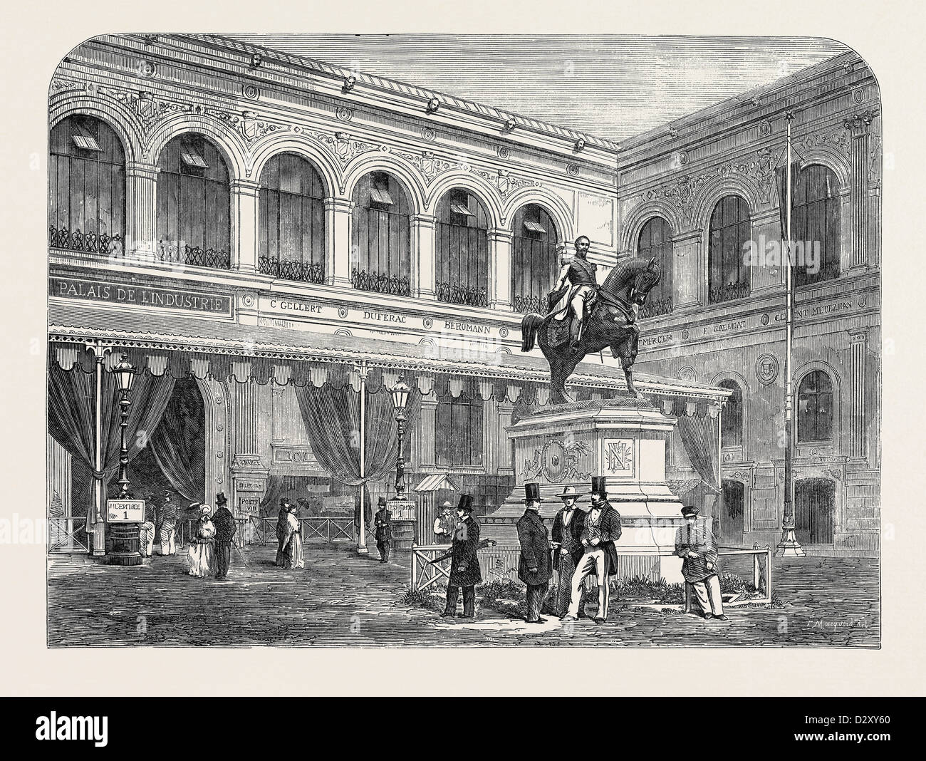 THE PALACE OF INDUSTRY AT PARIS, EASTERN ENTRANCE, AND STATUE OF THE ...