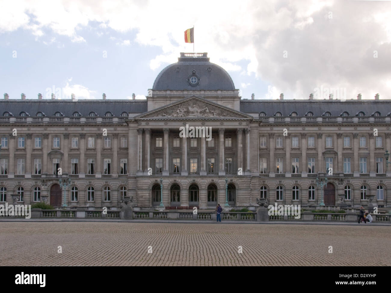 Main façade of the neoclassical Royal Palace of Brussels in Belgium ...