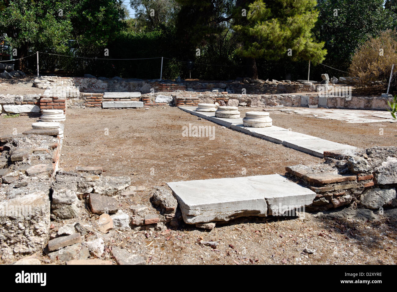 Athens. Greece. View of Roman Baths ruins dating from 124 – 31 AD and ...