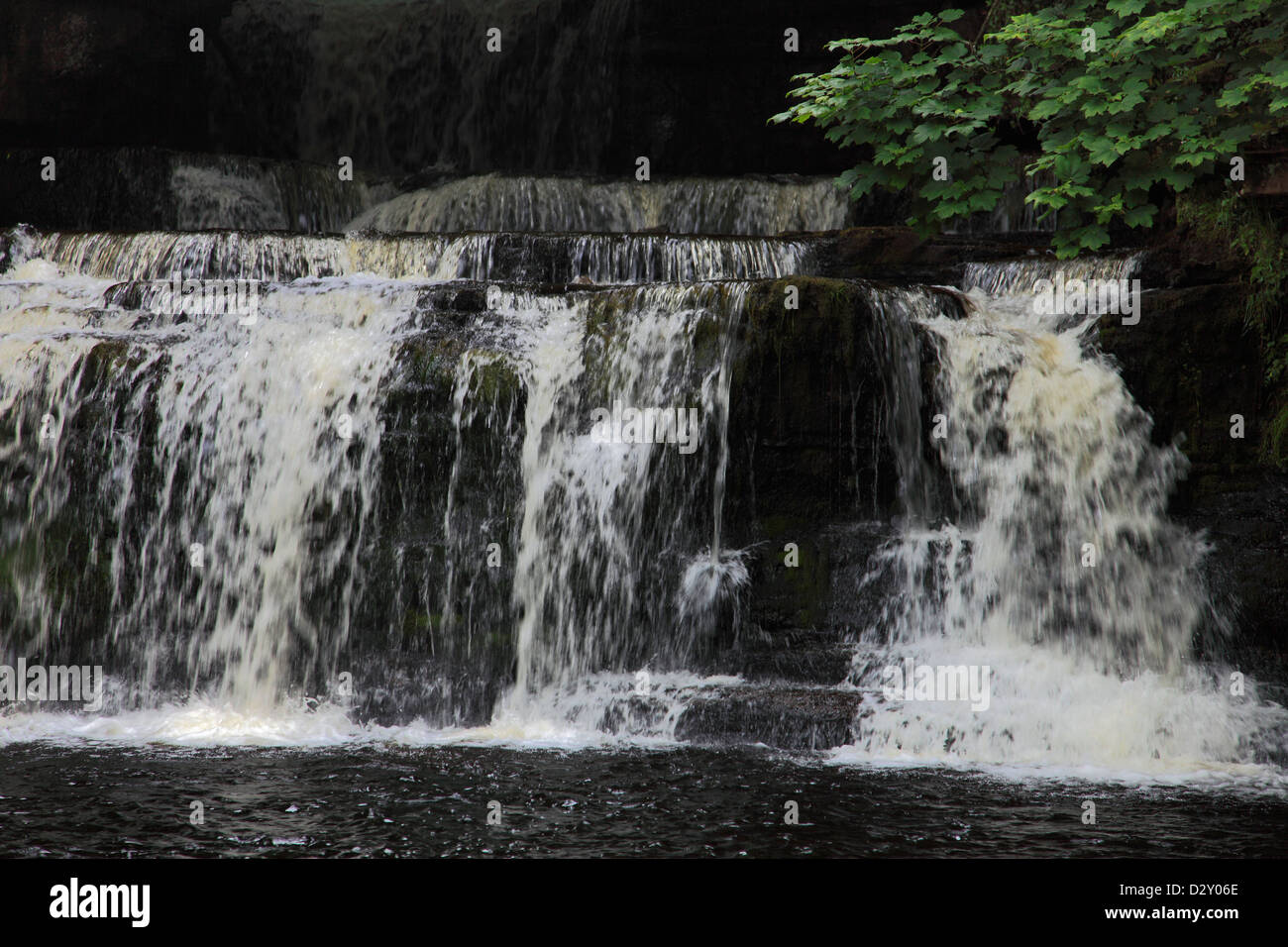 Cotter Force waterfall, River Ure, Wensleydale; Yorkshire Dales ...