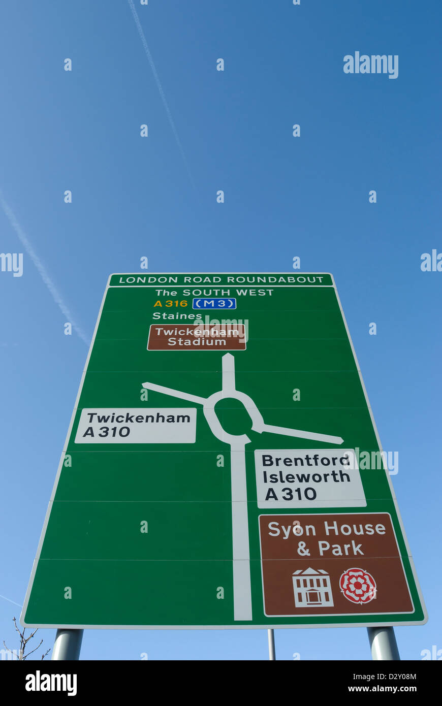 british road sign giving directions from a roundabout in southwest ...
