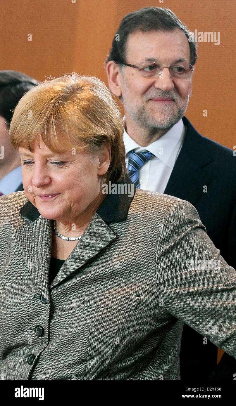 German Chancellor Angela Merkel and Spanish Prime Minister Mariano ...