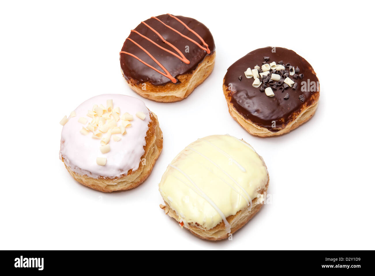 Iced donuts isolated on a white studio background Stock Photo - Alamy