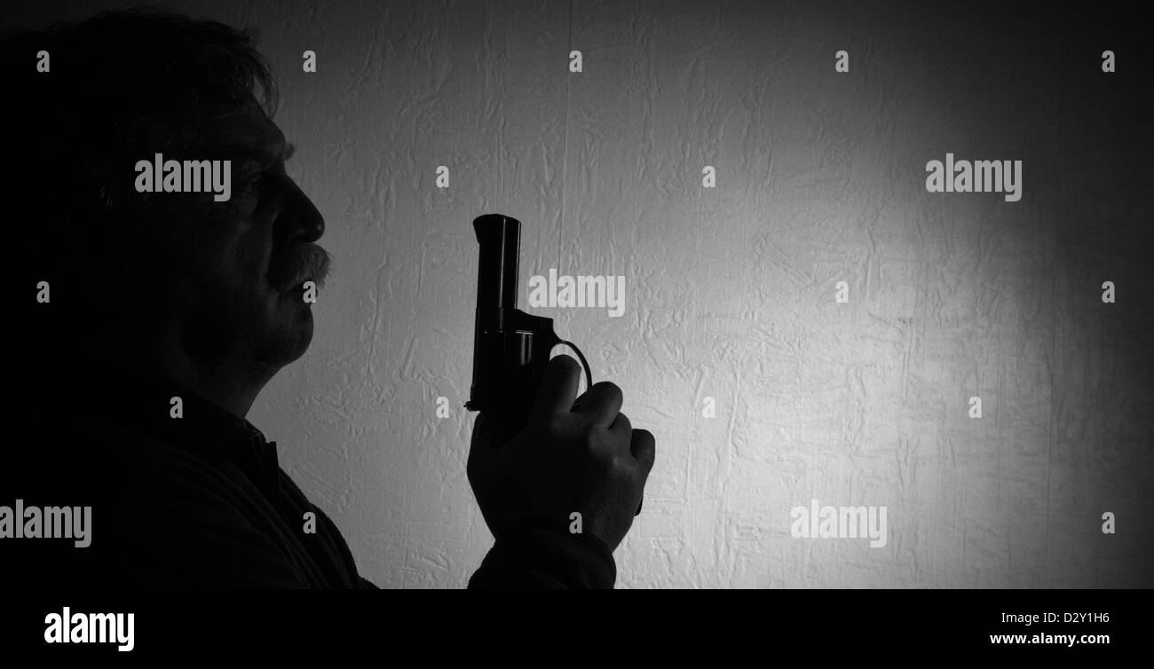 Black and white revolver hi-res stock photography and images - Alamy