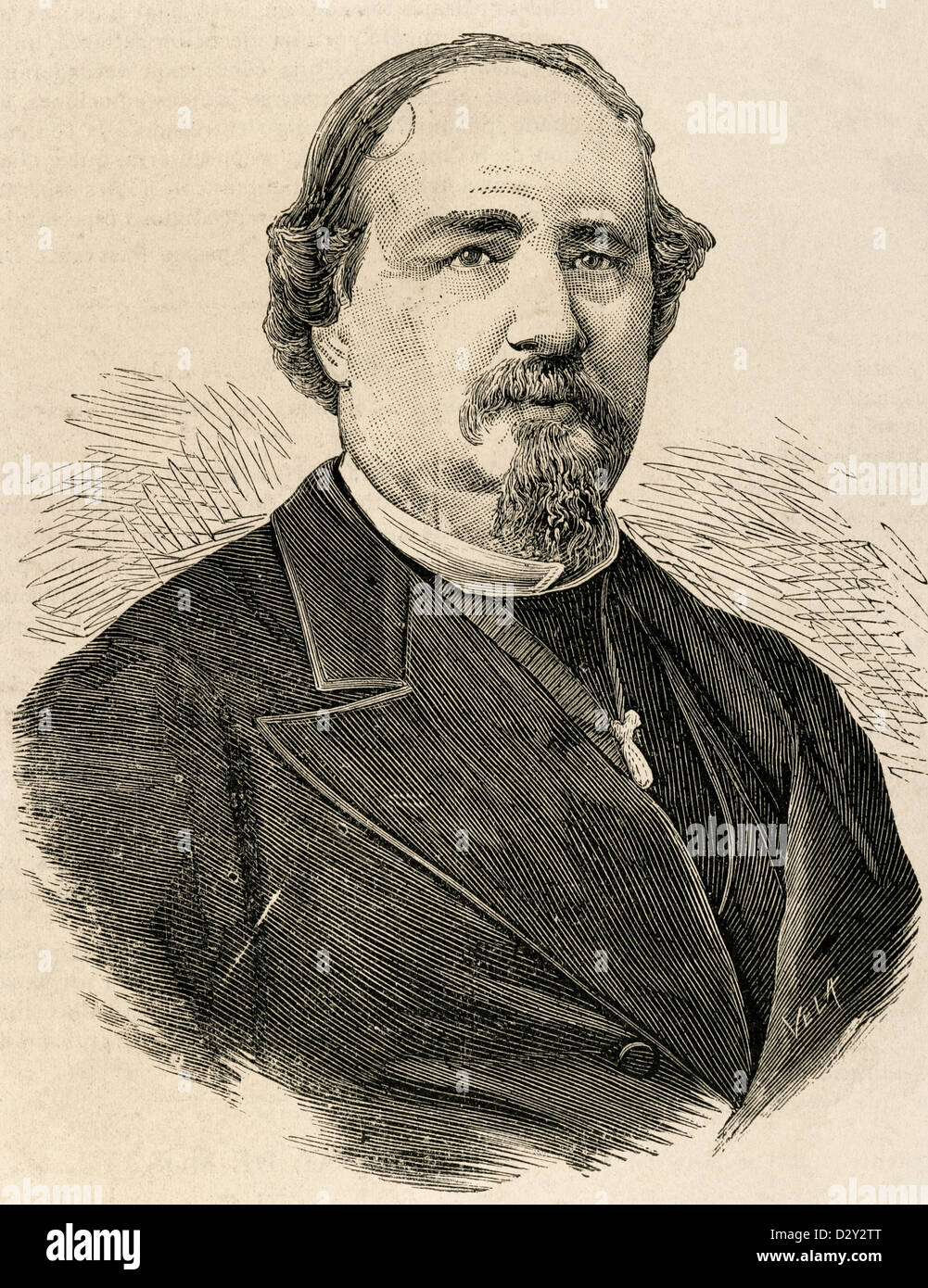 Emilio Arrieta (1823-1894). Spanish composer. Engraving of The Academy ...