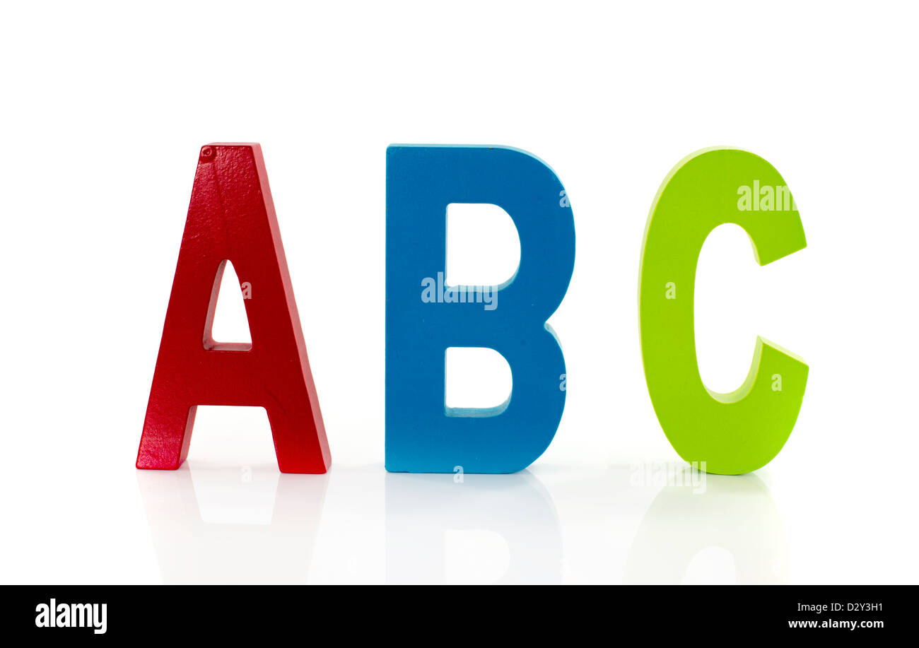 abc letters from alphabet in red green blue Stock Photo - Alamy