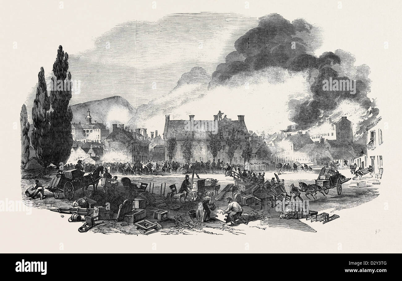 GREAT FIRE AT MONTREAL, SKETCHED FROM THE NORTH CORNER OF THE CHAMP DE ...