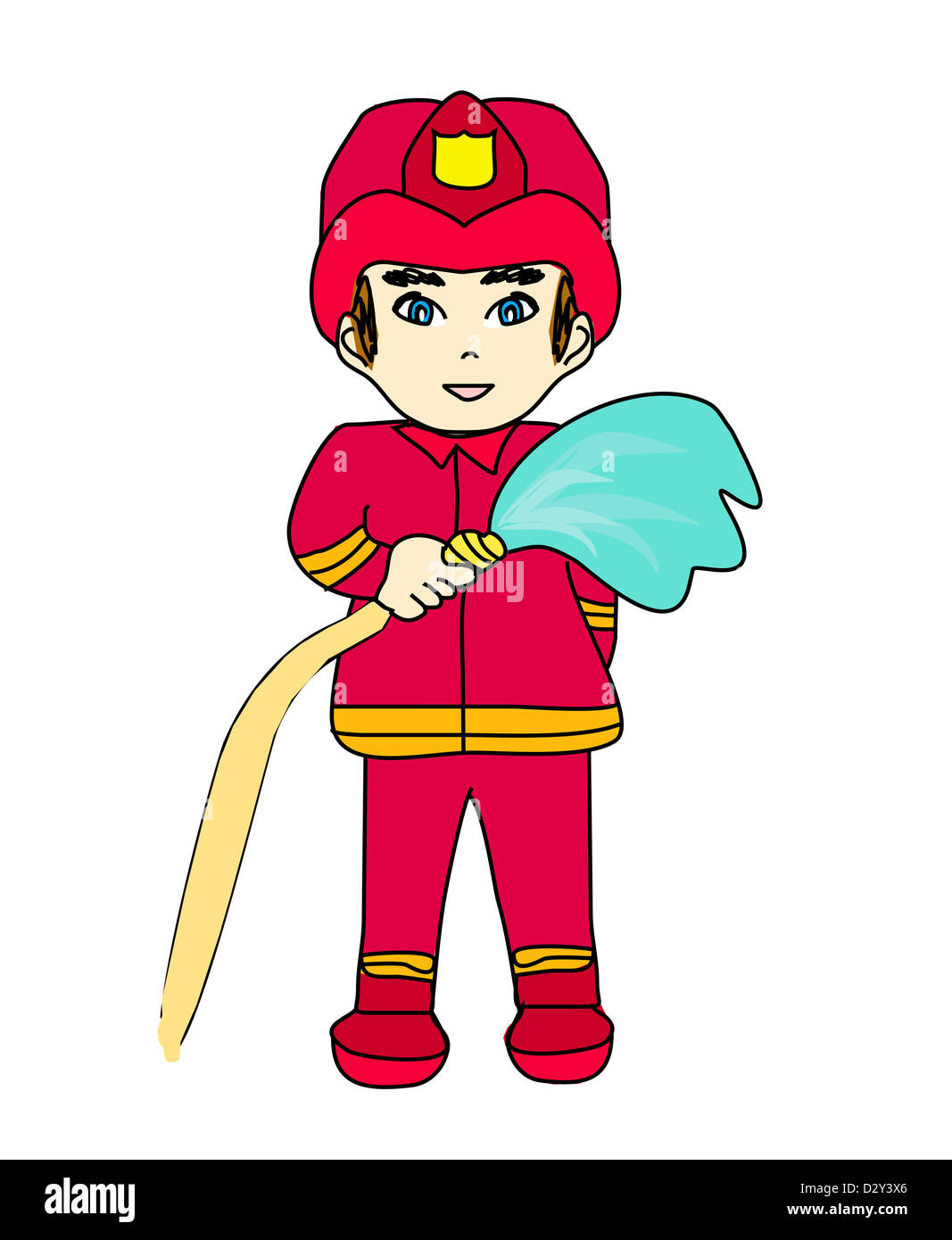 Sketchy illustration of a fireman Stock Photo - Alamy