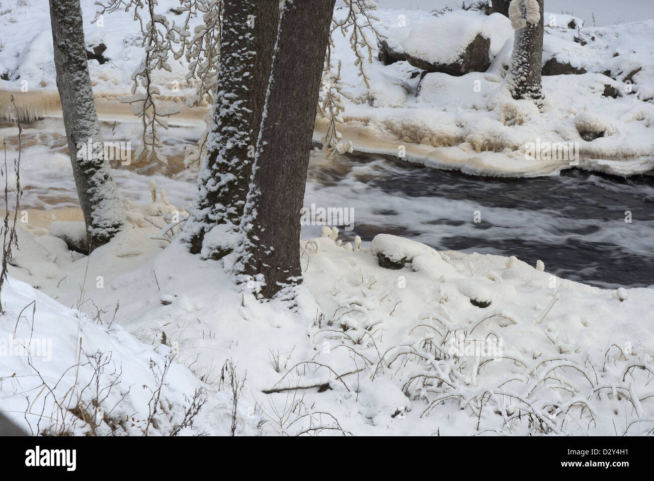 Running water in spite of the cold winter with snow and ice Stock Photo ...