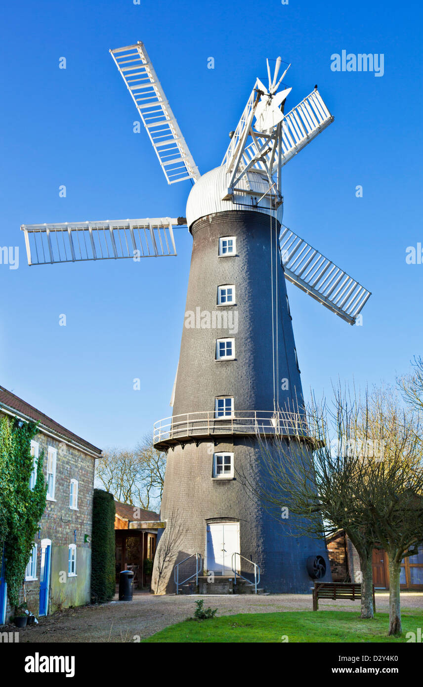 Distinctive black painted restored windmill with five sails Alford ...