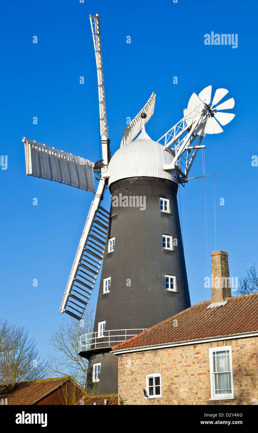 Distinctive black painted restored windmill with five sails Alford ...