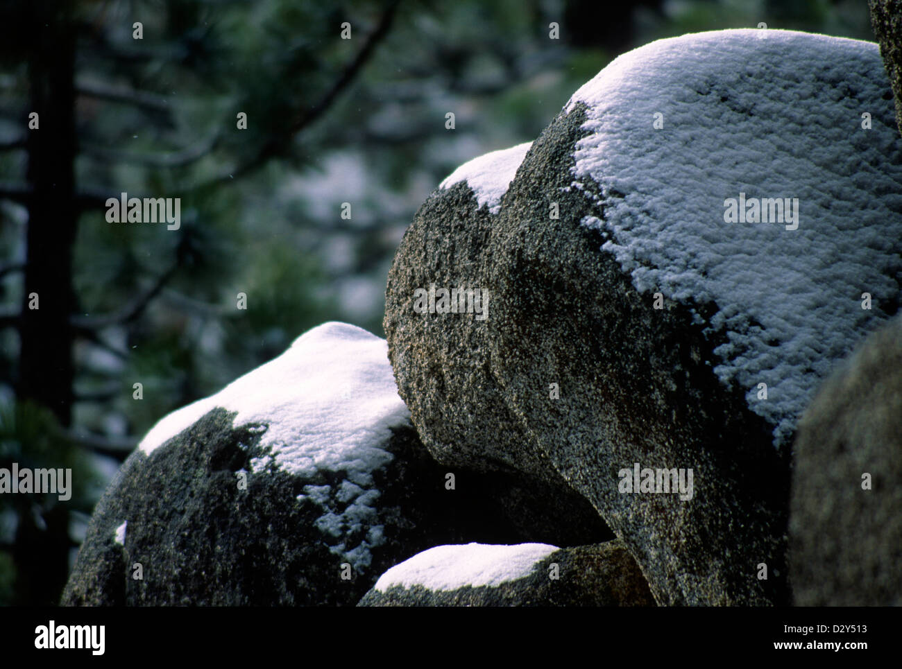 Snow on Rocks Stock Photo - Alamy
