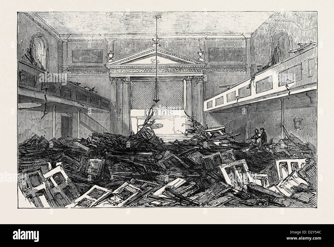 THE RIOT AT STOCKPORT: INTERIOR OF THE ROMAN CATHOLIC CHAPEL AT EDGELEY ...