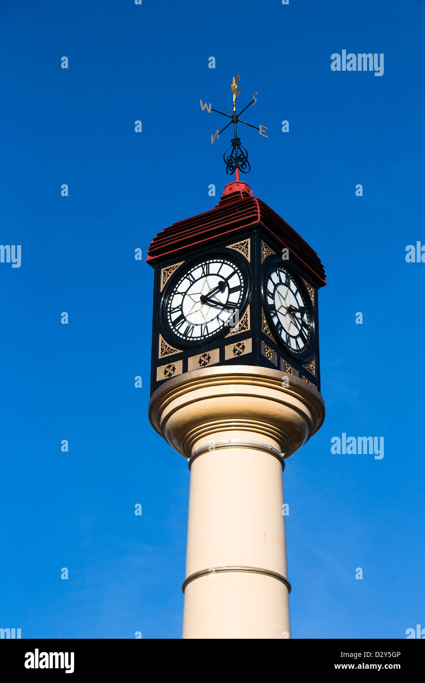 Town clock tower and weather vane, Tredegar, Blaenau Gwent Stock Photo ...