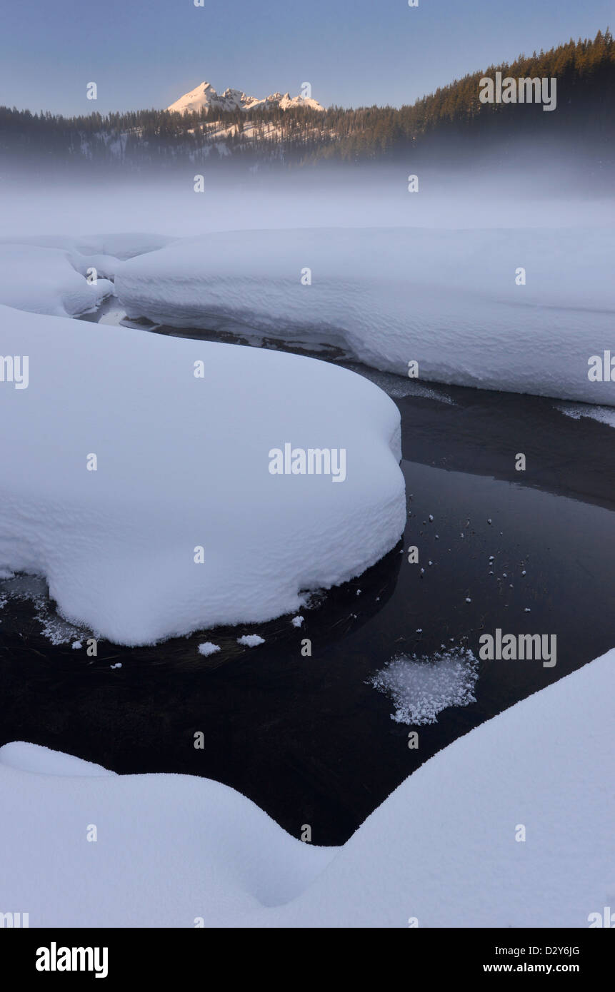 The outlet stream of Todd Lake in Oregon's Cascade Range with Broken ...