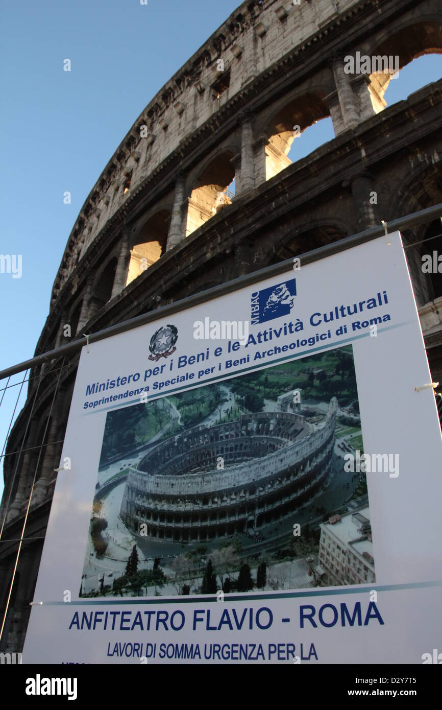 Rome, Italy. 4 Feb 2013 restoration work on the colosseum in Rome Italy ...