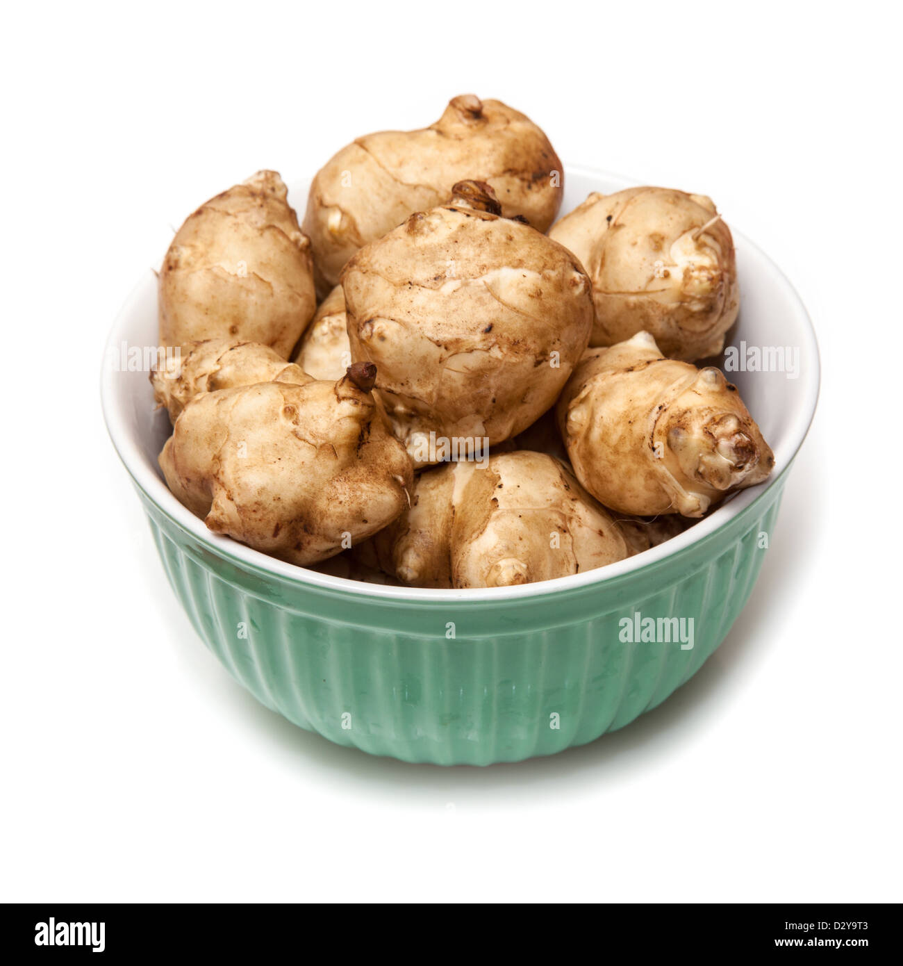 Bowl of Jerusalem Artichoke's (Helianthus tuberosus) vegetable isolated ...