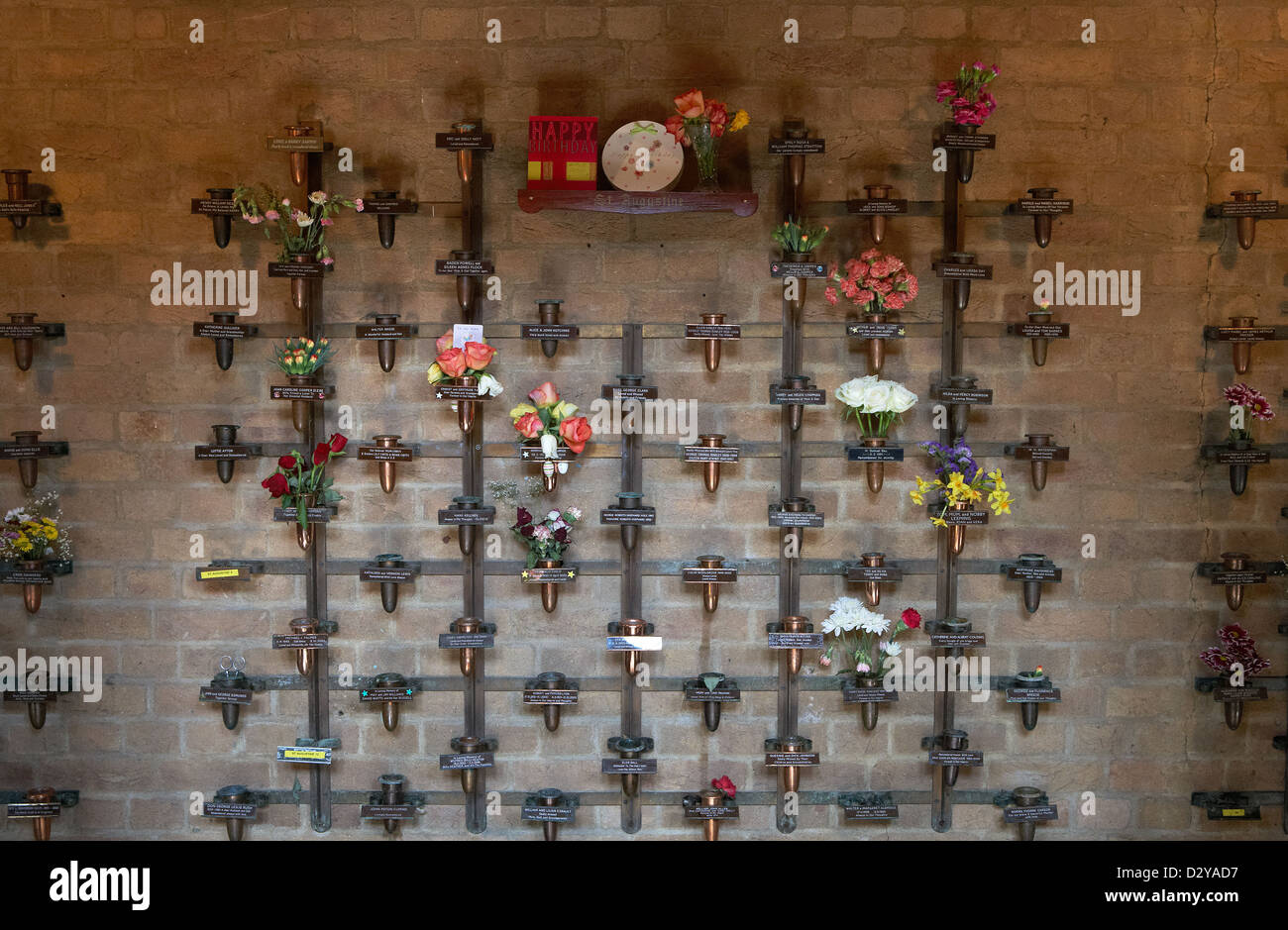 London, United Kingdom, detail of a chapel in Golders Green Crematorium ...