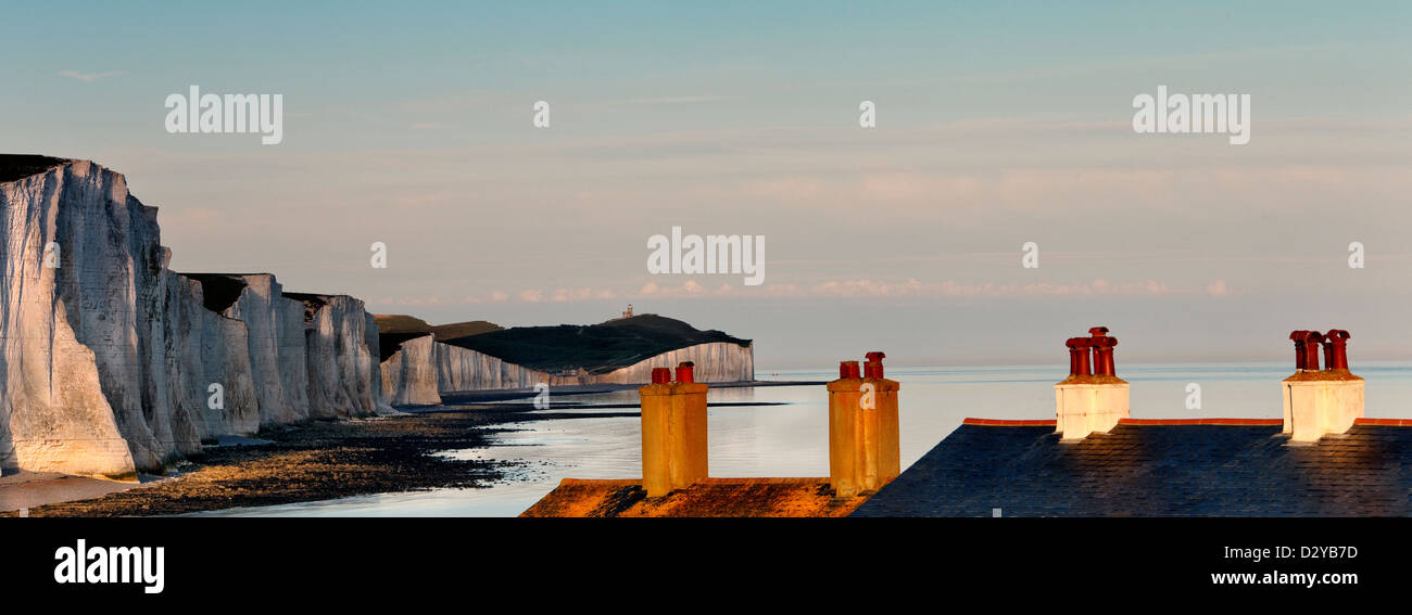 A view from the coastguard cottages by the Cuckmere Estuary looking ...