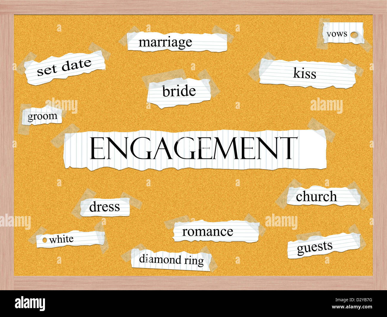 Engagement Corkboard Word Concept with great terms such as bride ...