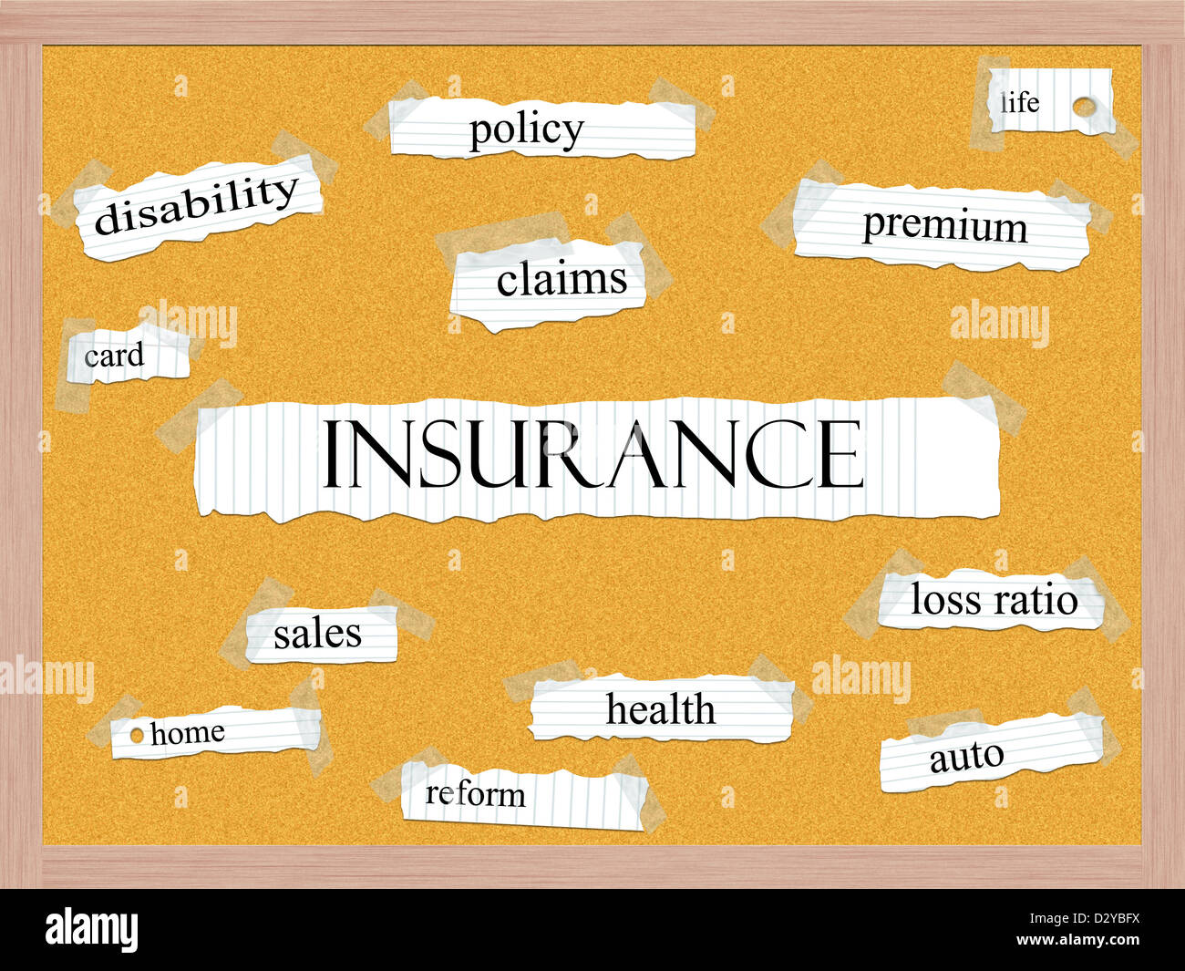 Insurance Corkboard Word Concept with great terms such as auto, health ...