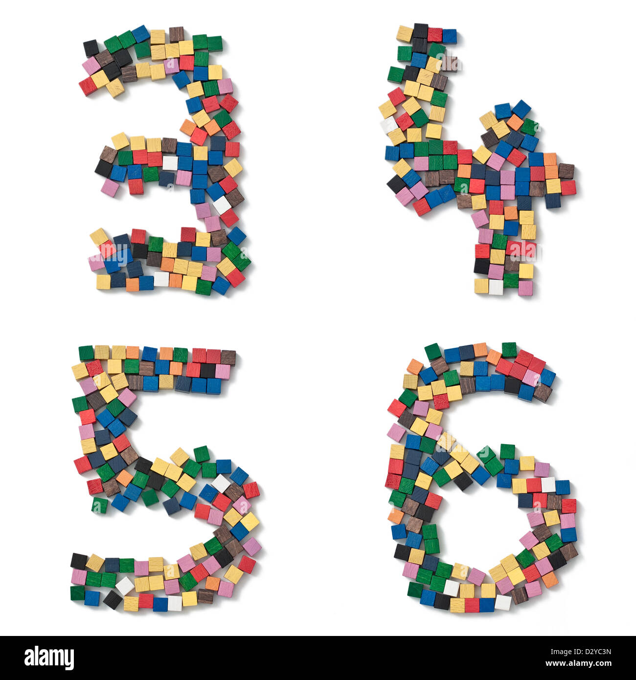 children alphabet and numbers builded with wooden blocks complete Font ...