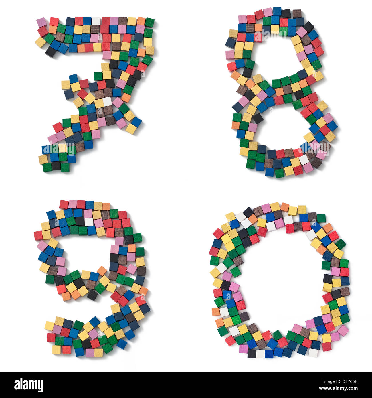 children alphabet and numbers builded with wooden blocks complete Font ...