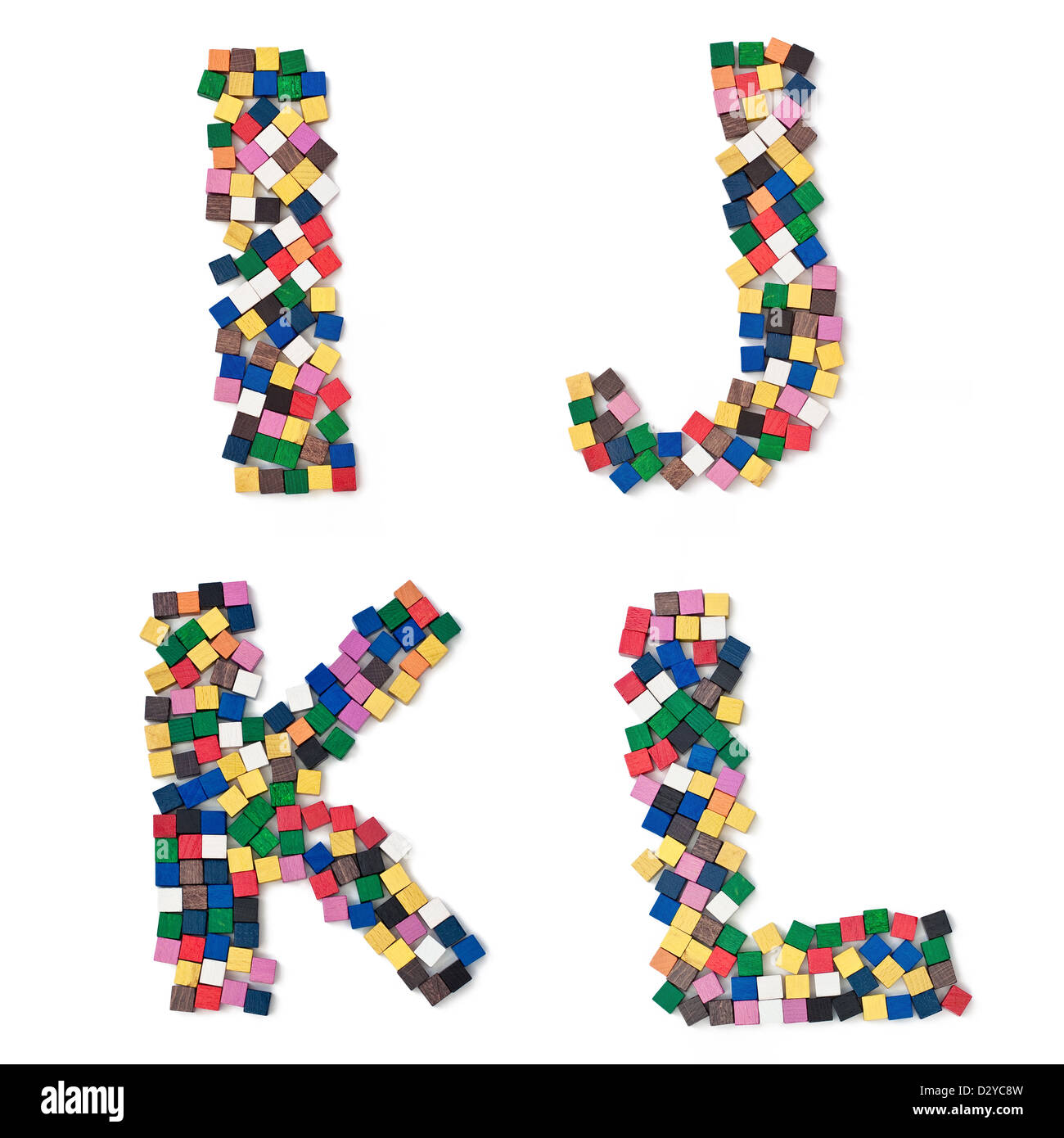 children alphabet and numbers builded with wooden blocks complete Font ...