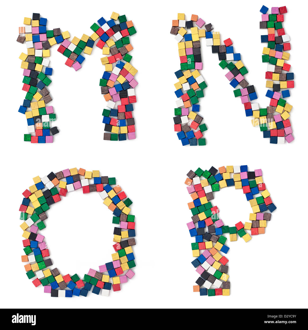 children alphabet and numbers builded with wooden blocks complete Font ...