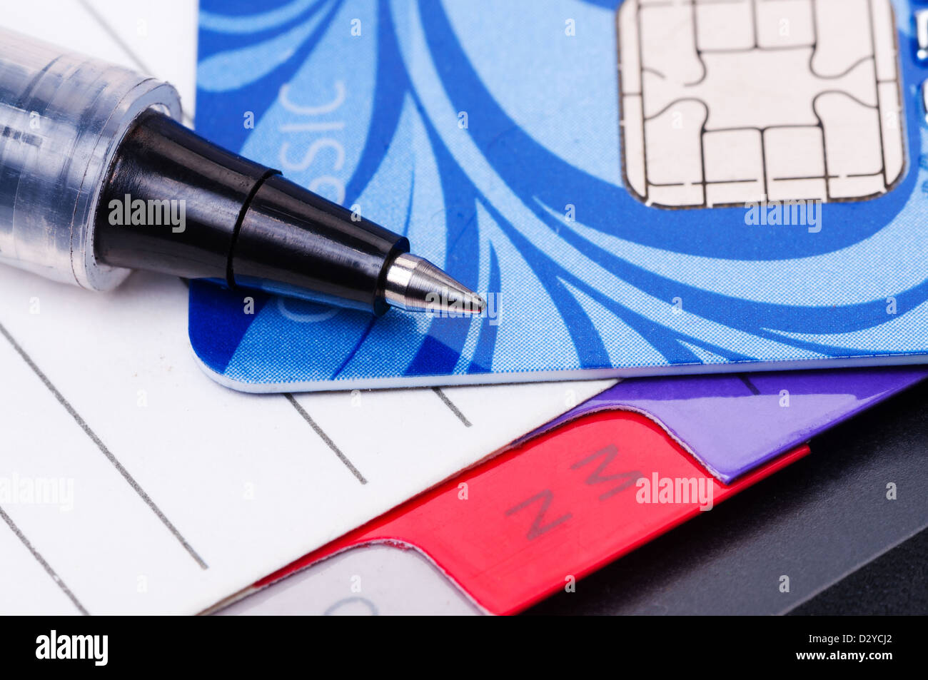 Credit card, diary and pen close up Stock Photo - Alamy