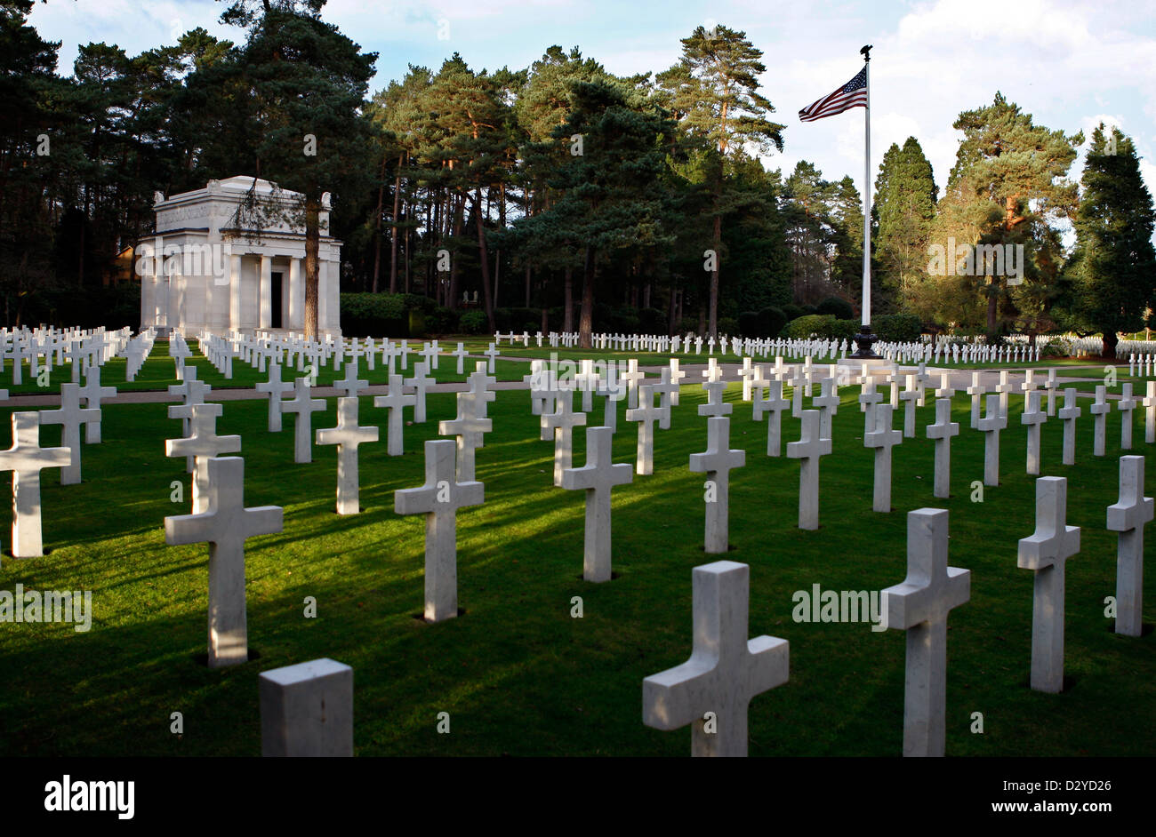 Miltary graves seen in rows at Brookwood Military Cemetery. The burial ...