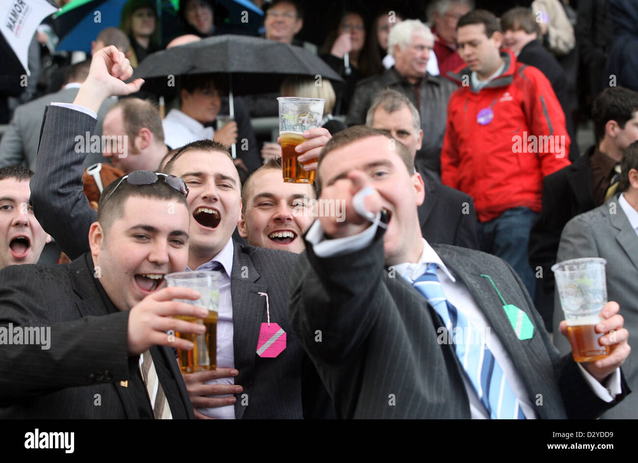 Liverpool, UK, loud laughing men at the races Stock Photo - Alamy
