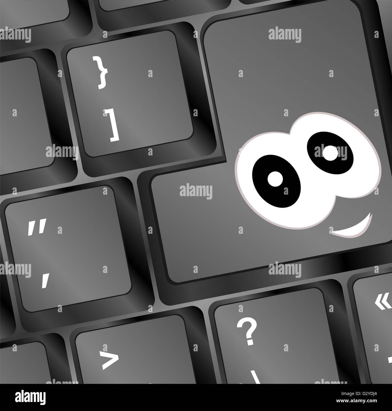 Computer keyboard with smile key Stock Photo - Alamy
