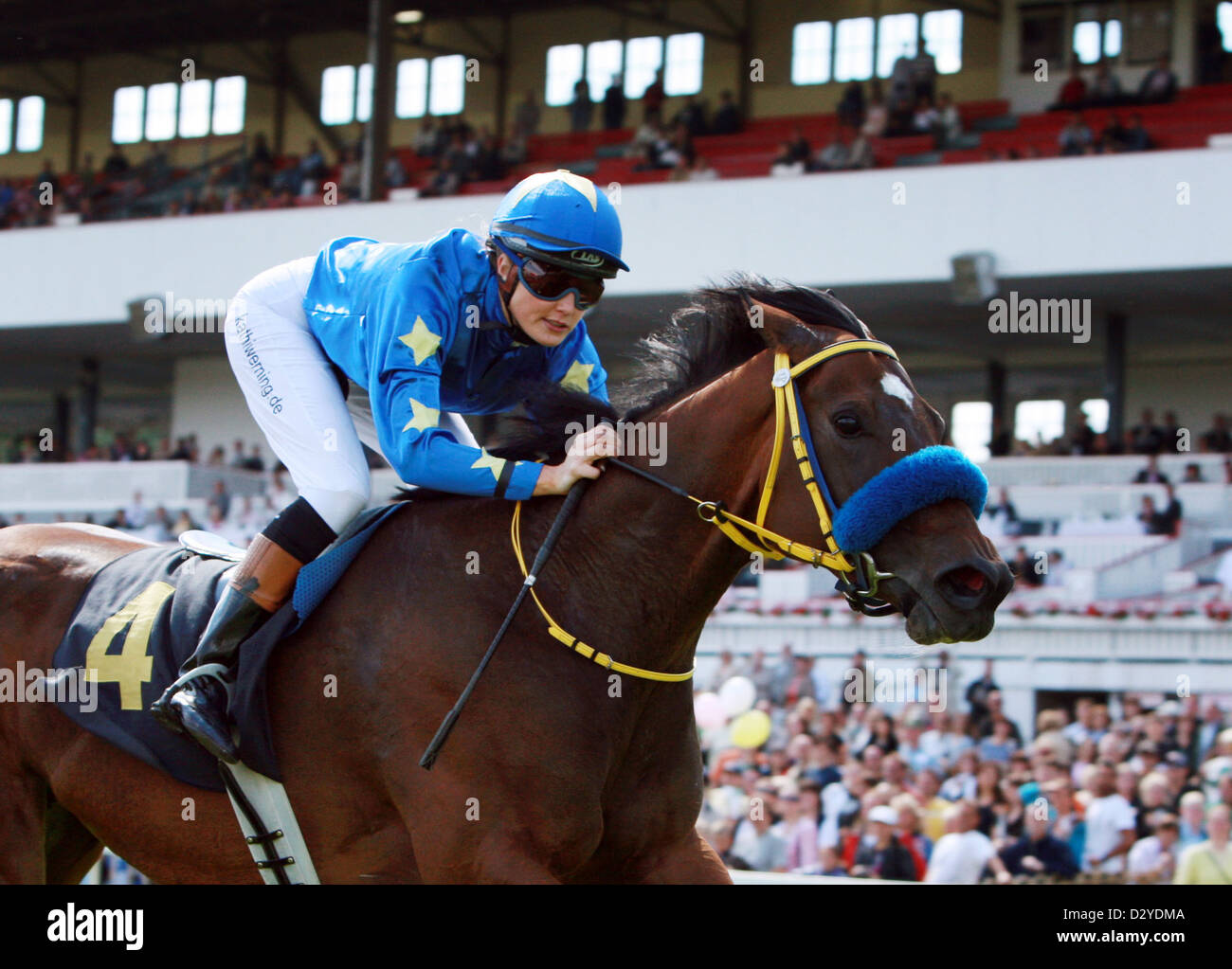 Hoppegarten, Germany, jockey Catherine Daniela Werning in the finish ...
