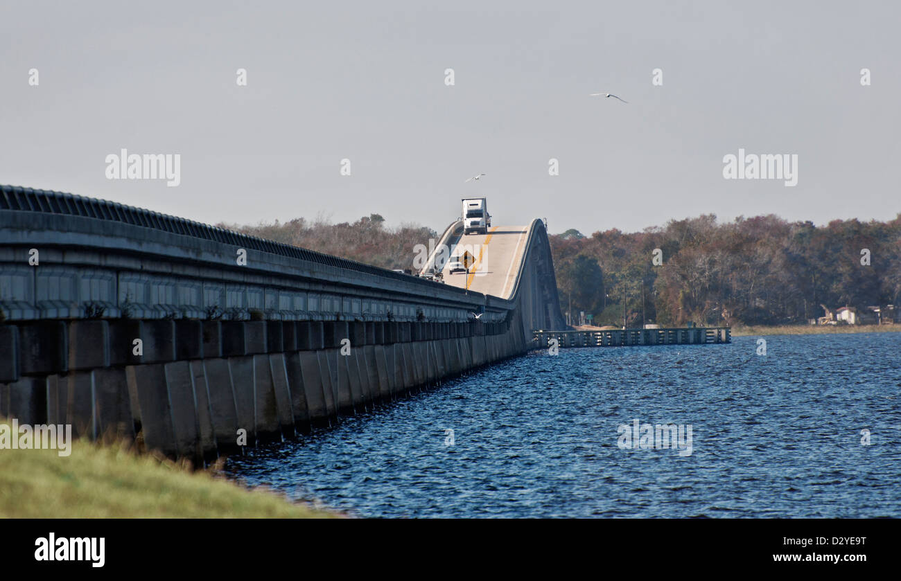 St. Johns River scenic in North Florida. Highway 16 bridge crossing ...