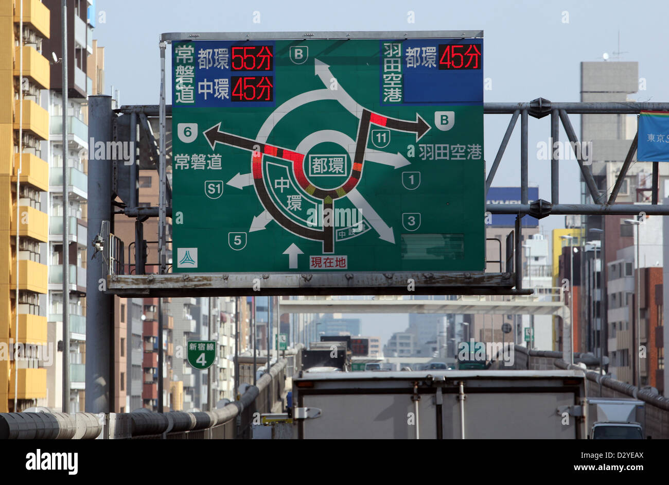 Tokyo, Japan, direction indicators on a highway Stock Photo - Alamy