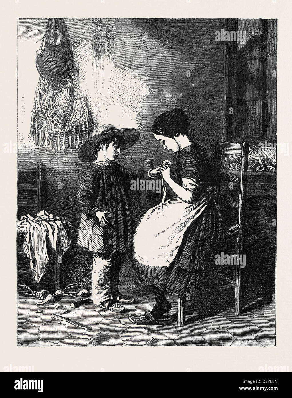 THE CUT FINGER BY EDOUARD FRERE IN THE FRENCH EXHIBITION Stock Photo ...