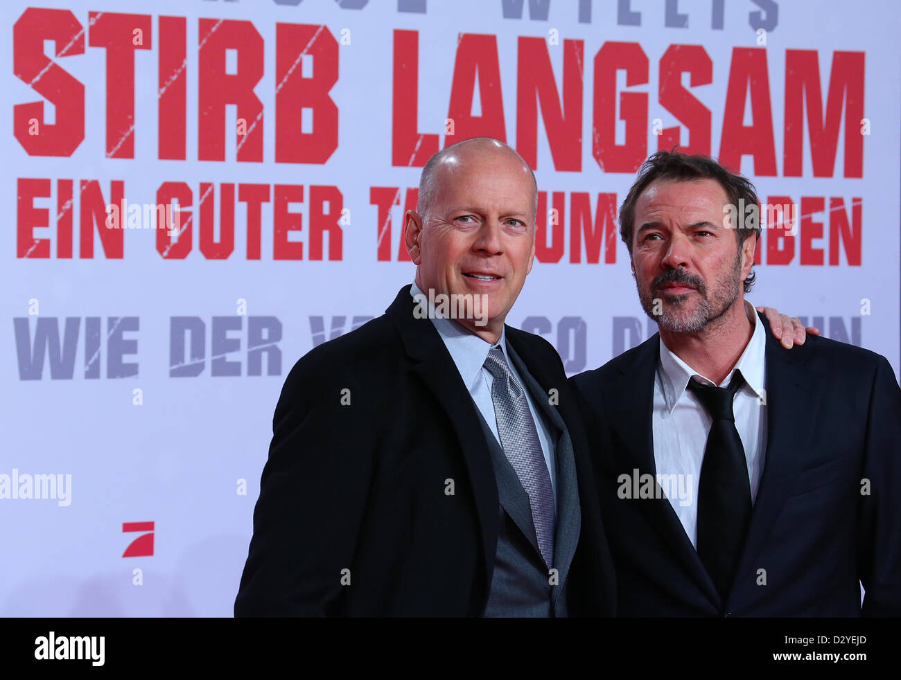 Actor Bruce Willis, German actor Sebastian Koch L-R attend german ...