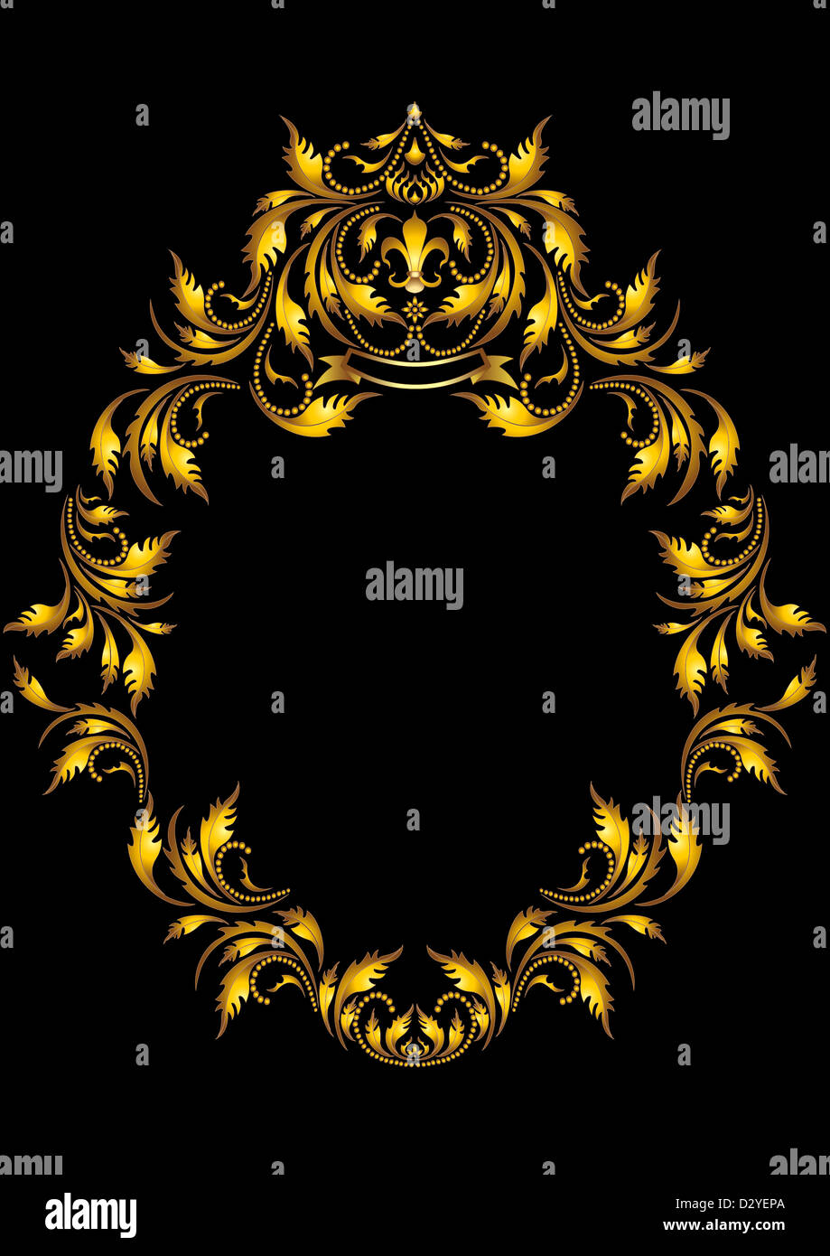 Gold oval frame in the Gothic style Stock Photo - Alamy