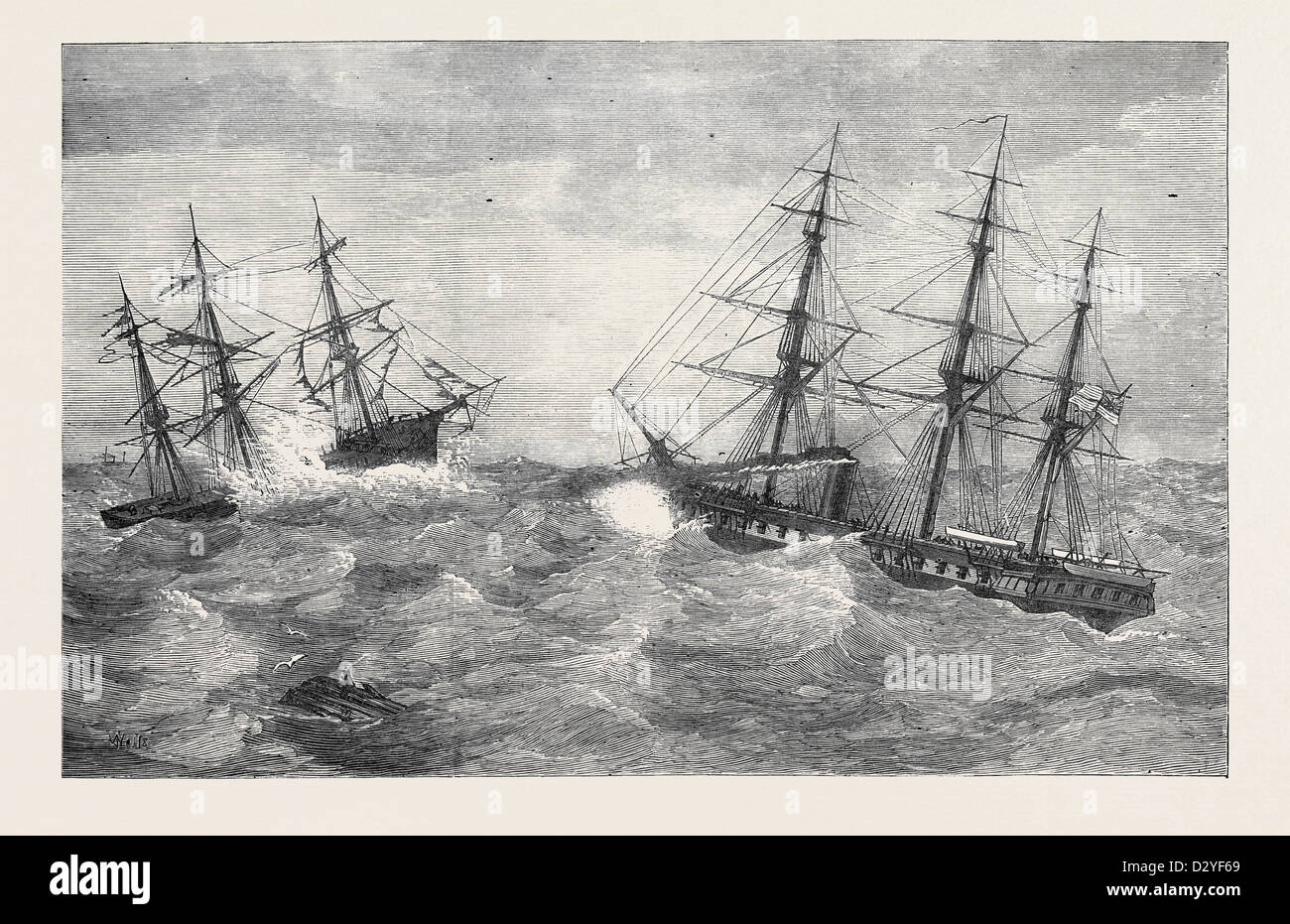 H.M.S. IMMORTALITE FINDING THE DERELICT MARGARET POLLOCK AT SEA 1873 ...