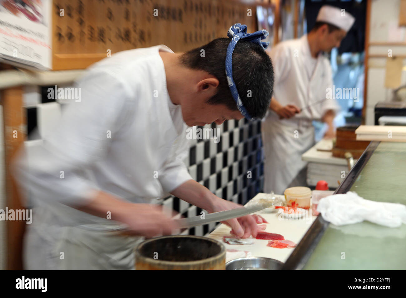 Tokyo, Japan, sushi chefs prepare Stock Photo - Alamy