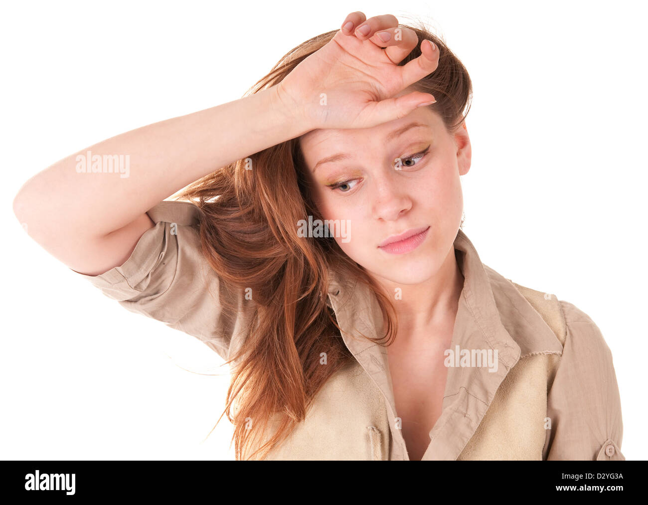 Sad exhausted Teenage Girl isolated on white background Stock Photo - Alamy