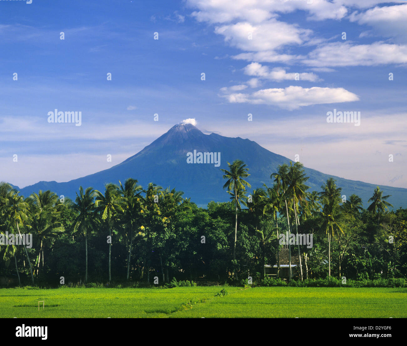 Indonesia, Central Java, view of Mount Merapi, the most active volcano ...