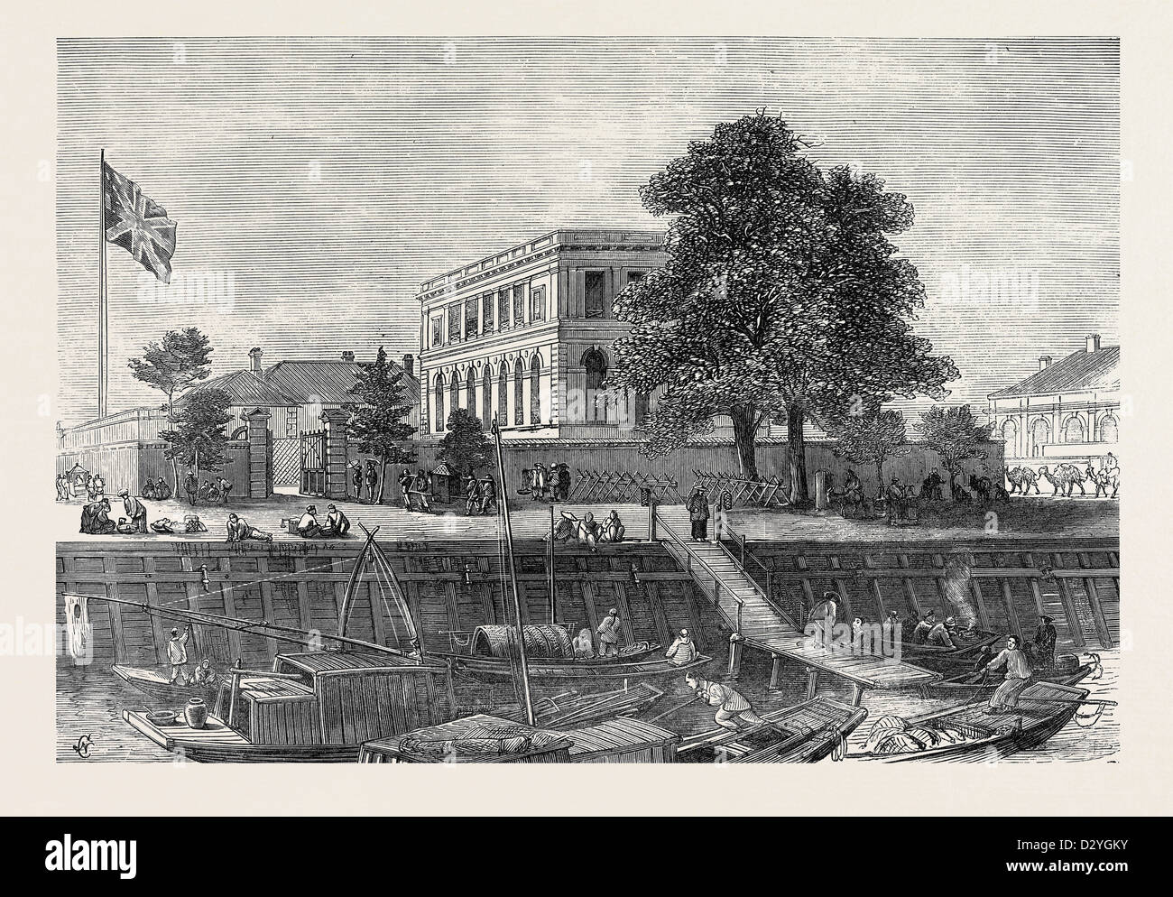 CHINA: THE BRITISH CONSULATE FROM THE PEIHO RIVER 1873 Stock Photo - Alamy